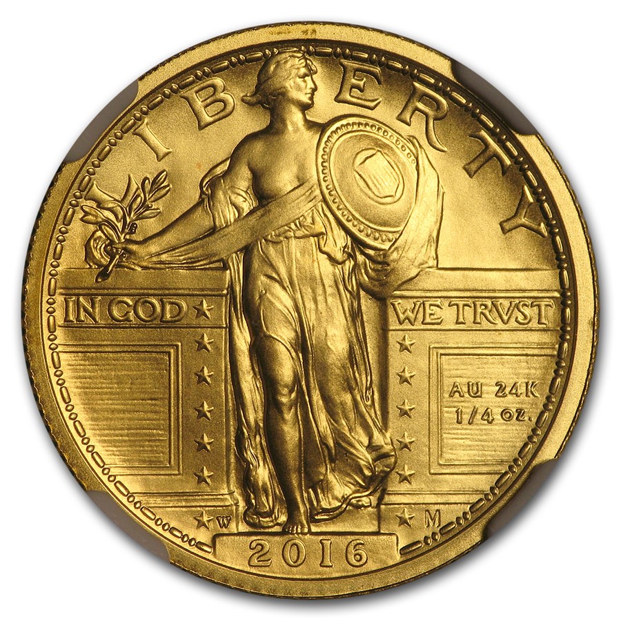 Buy 2016-W 1/4 oz Gold Standing Liberty Quarter SP-69 NGC | APMEX