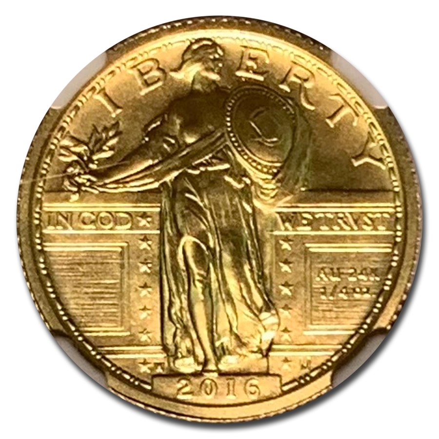 Buy 2016-W 1/4 oz Gold Standing Liberty Quarter SP-70 NGC (ER/FR) | APMEX