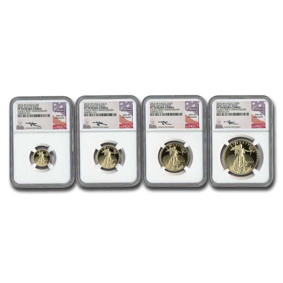 Buy 2016-W 4-Coin Proof American Gold Eagle Set PF-70 NGC (Castle) | APMEX