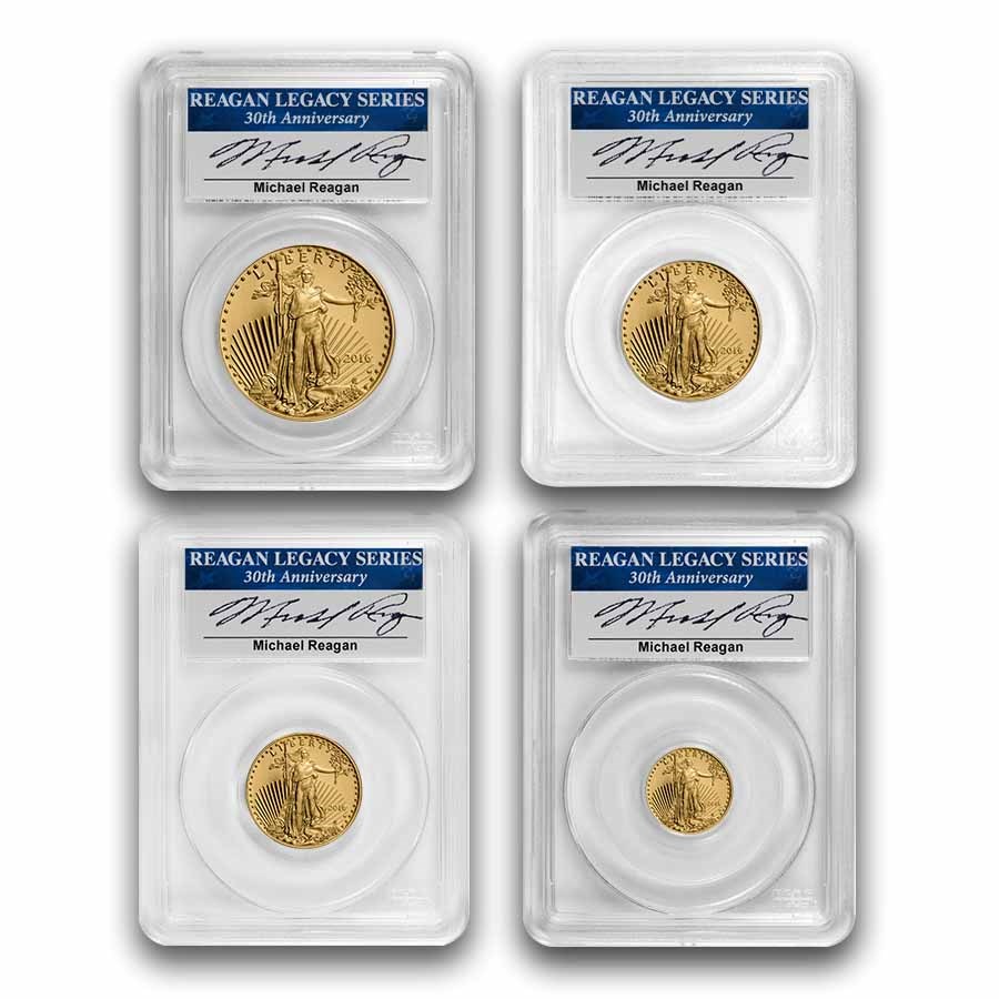 Buy 2016-W 4-Coin Proof Gold Eagle Set PR-70 PCGS (Reagan Signed) | APMEX