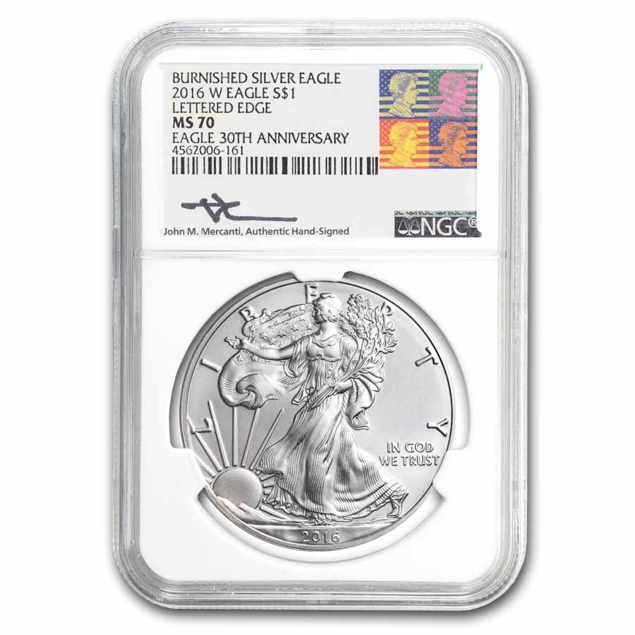 2016-W Burnished Silver Eagle MS-70 NGC (Mercanti)