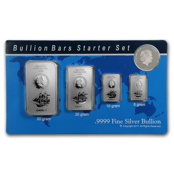 Buy 2017 85 gram Silver Cook Islands Bounty 4-Coin Bars Starter Set | APMEX