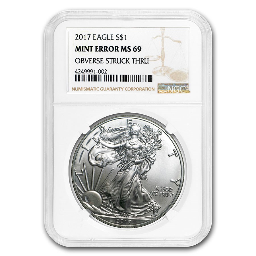 Buy 2017 American Silver Eagle MS-69 NGC (Error, Obv Struck Thru) | APMEX