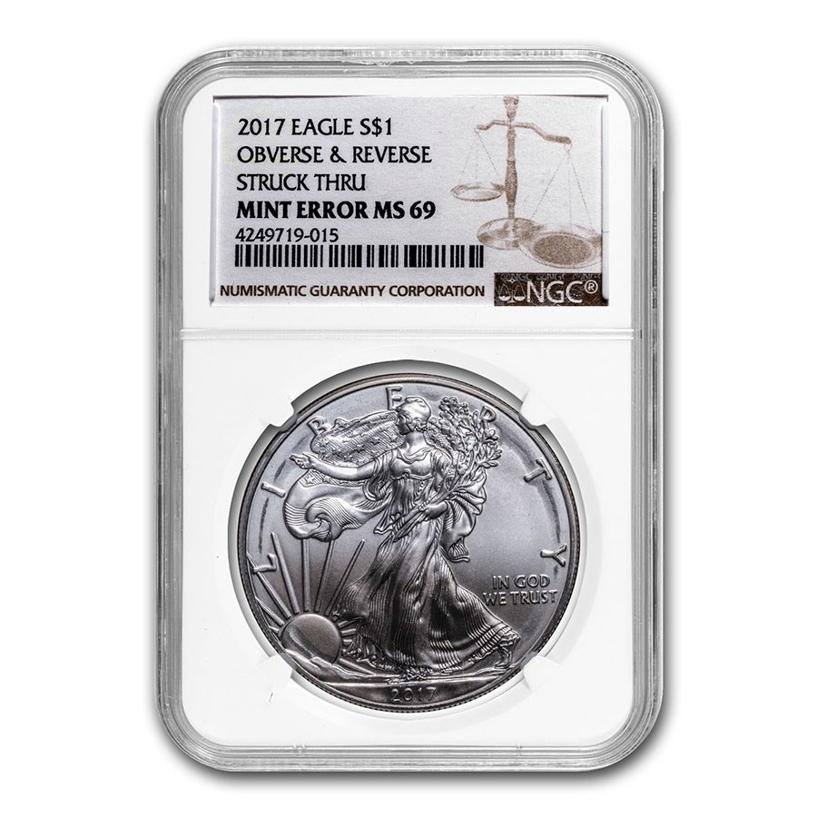 Buy 2017 American Silver Eagle MS-69 NGC (Error, Obv&Rev Struck Thru) | APMEX