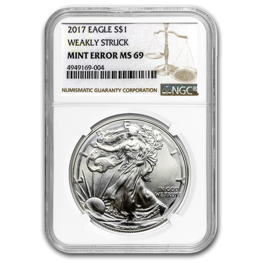 Buy 2017 American Silver Eagle MS-69 NGC (Error, Weakly Struck) | APMEX