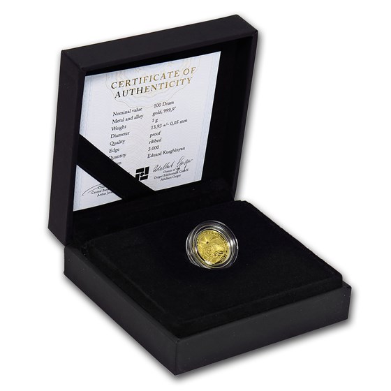 Buy 2017 Armenia 1 gram Gold 100 Dram Noah's Ark Proof | APMEX