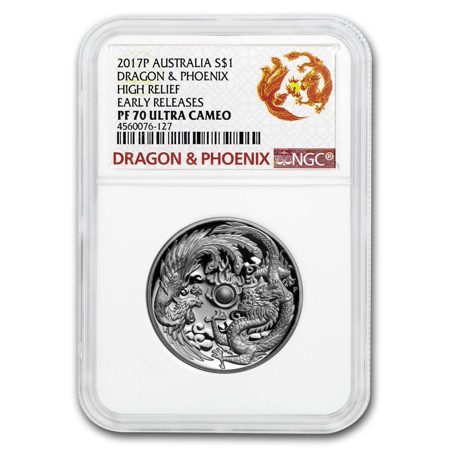 Buy 2017 AUS 1 oz Silver Proof Dragon & Phoenix PF-70 UCAM NGC (ER) | APMEX