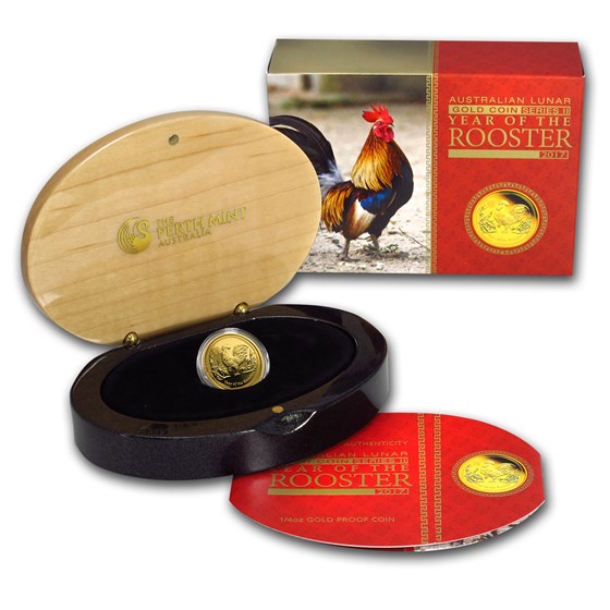 Buy 2017 Australia 1/4 oz Gold Lunar Rooster Proof (w/box & COA) | APMEX
