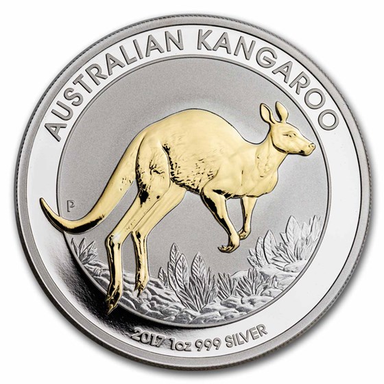 Buy 2017 Australia 1 oz PF Silver Kangaroo Guilded with COA (No Box ...