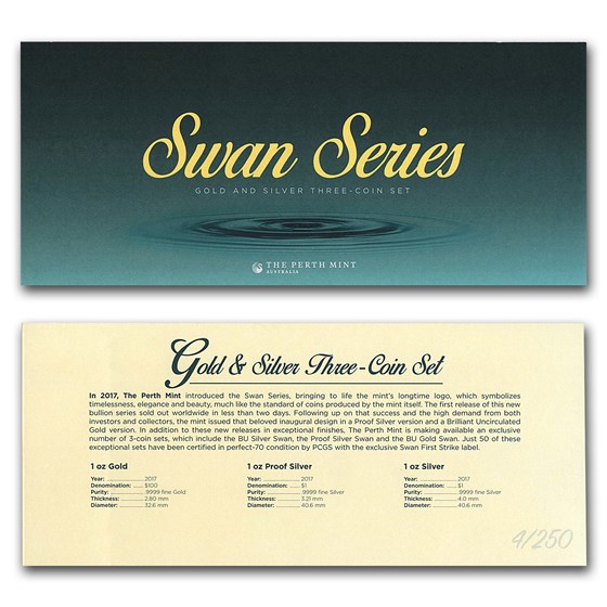 Buy 2017 Australia Swan 3-Coin Set #4 MS/PR-70 PCGS (FS, Swan Label ...