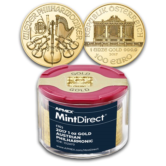 Buy 2017 Austria 1 oz Gold Philharmonic (10-Coin MintDirect® Tube) | APMEX