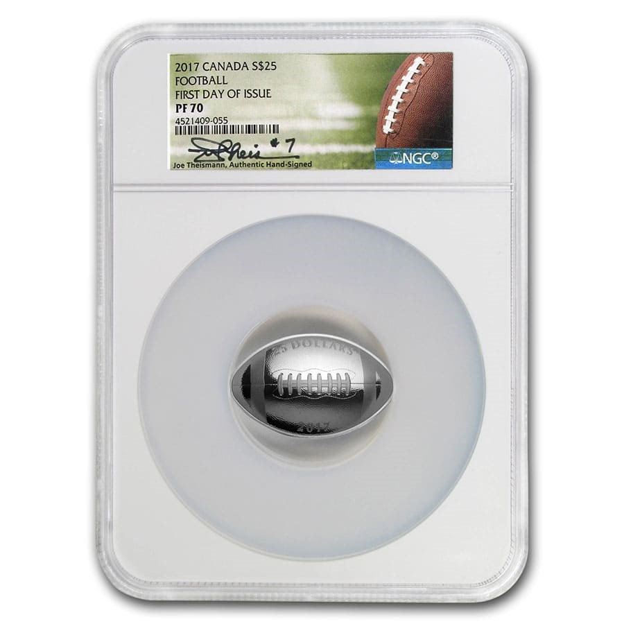 Buy 2017 Canada 1 oz Silver $25 Football-Shaped Coin NGC PF70 FDI | APMEX