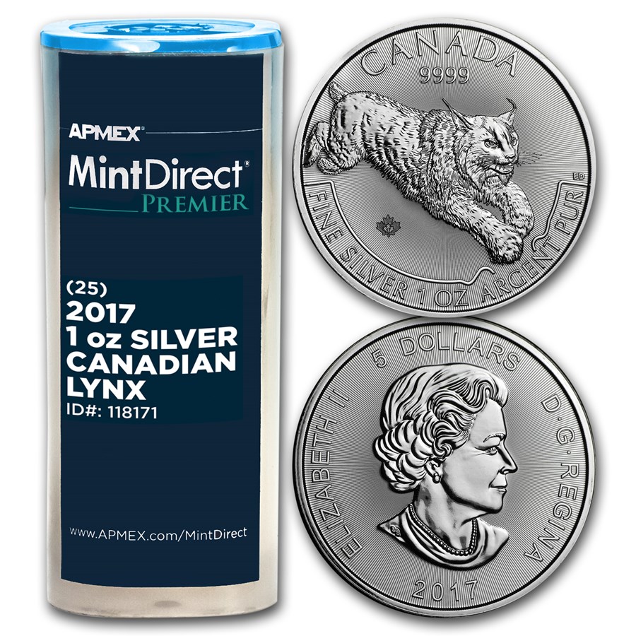 Buy 2017 Canada 1 oz Silver Lynx (25-Coin MintDirect® Premier Tube) | APMEX