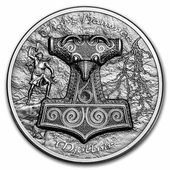 Buy 2017 Cook Islands 2 oz Silver Thor's Hammer Mjöllnir (Coin Only ...