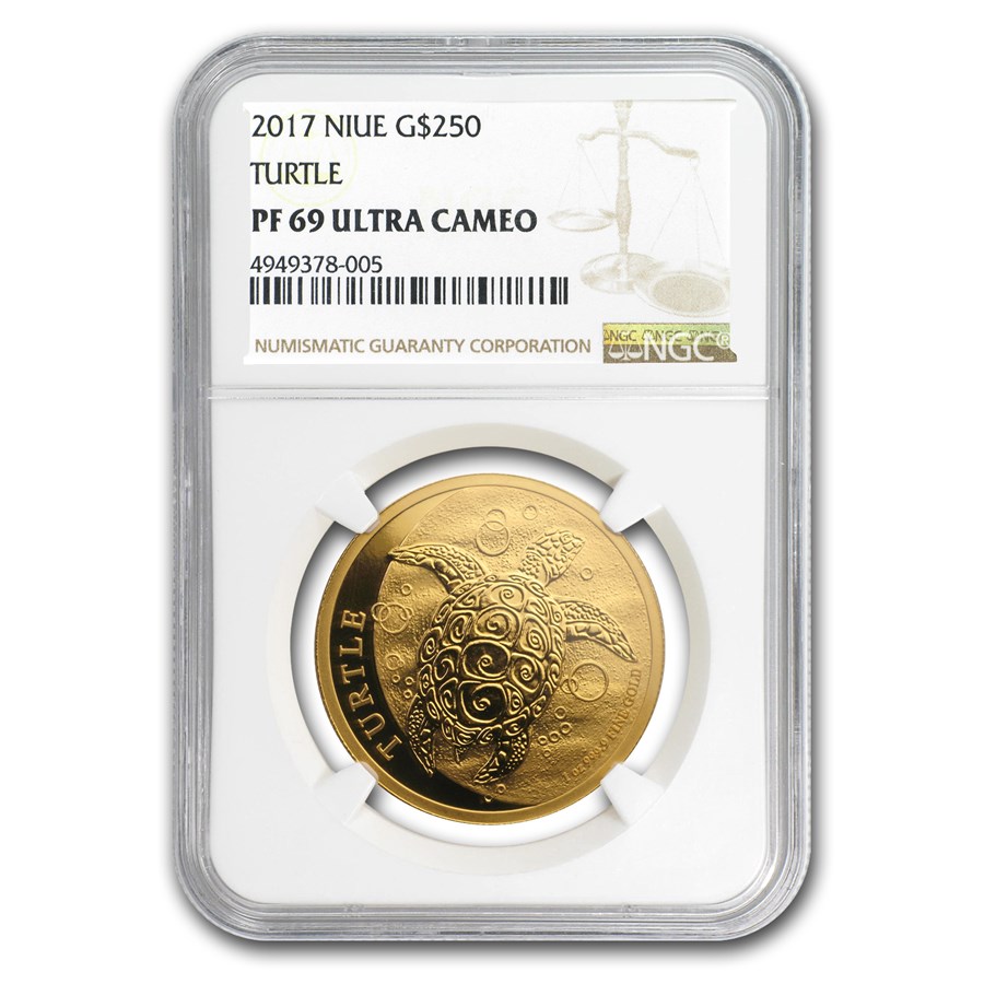 Buy 2017 Niue 1 oz Gold $250 Hawksbill Turtle PR-69 NGC | APMEX
