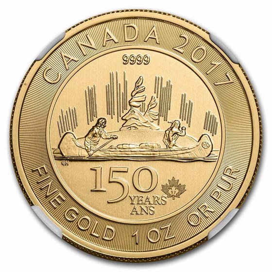 Buy 2017 RCM 1 oz Gold $150 Canada 150 Voyageur MS-69 NGC | APMEX