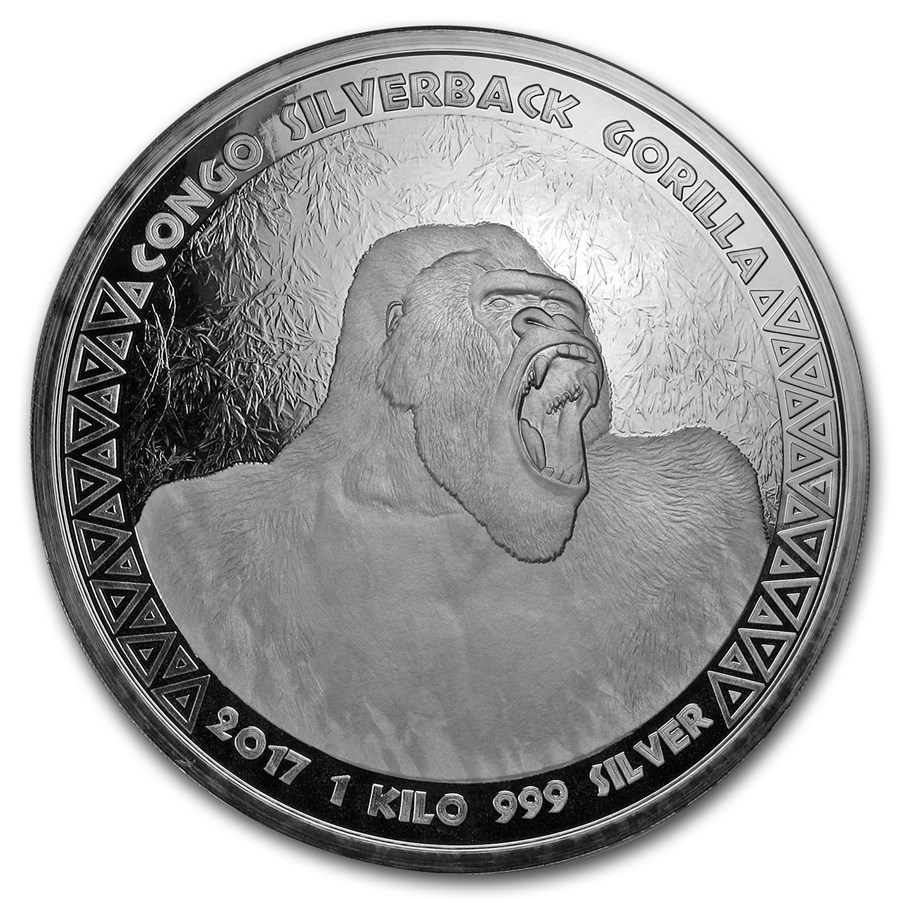 Buy 2017 Republic of Congo 1 Kilo Silver Silverback Gorilla BU | APMEX
