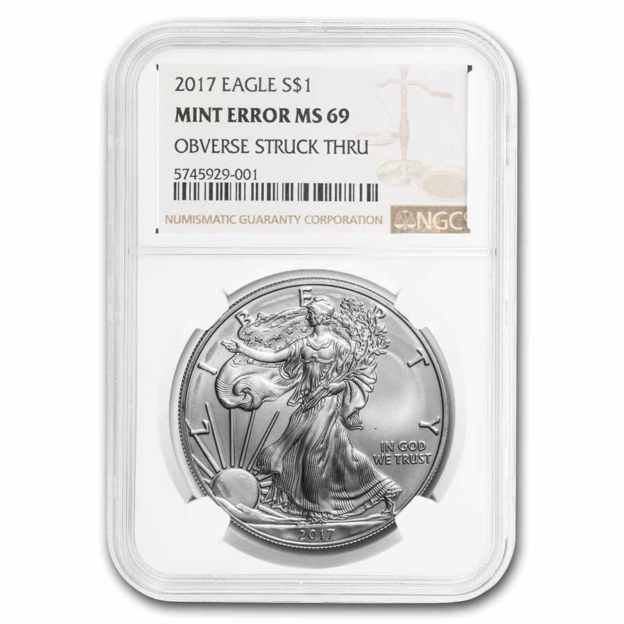 Buy 2017 Silver Eagle MS-69 NGC (Error, Obverse Struck Thru) | APMEX