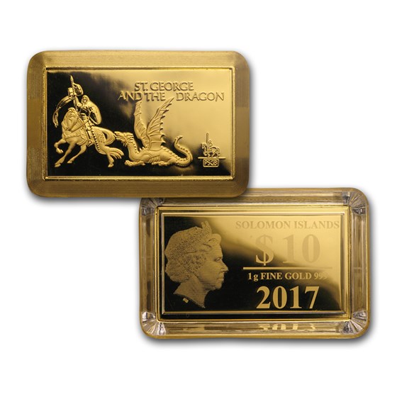 Buy 2017 Solomon Isl Gold Bar 5-Coin St George & Dragon 200th Ann Set ...