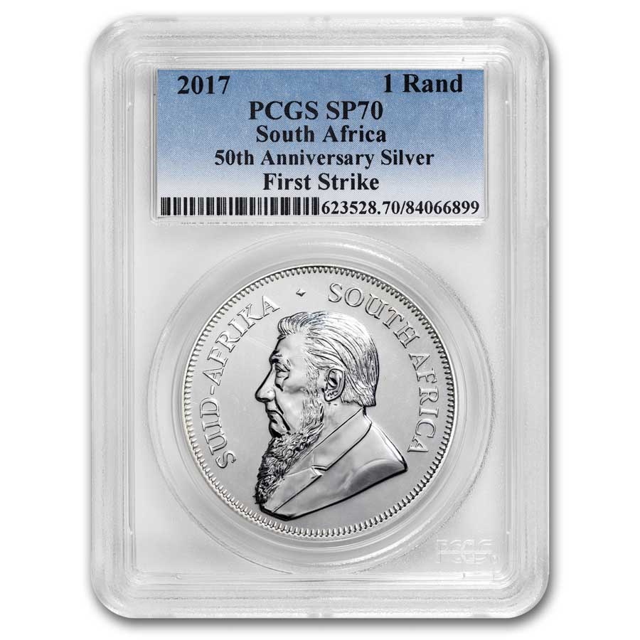 2017 South Africa 1 oz Silver Krugerrand SP-70 PCGS (FS, Spotted)