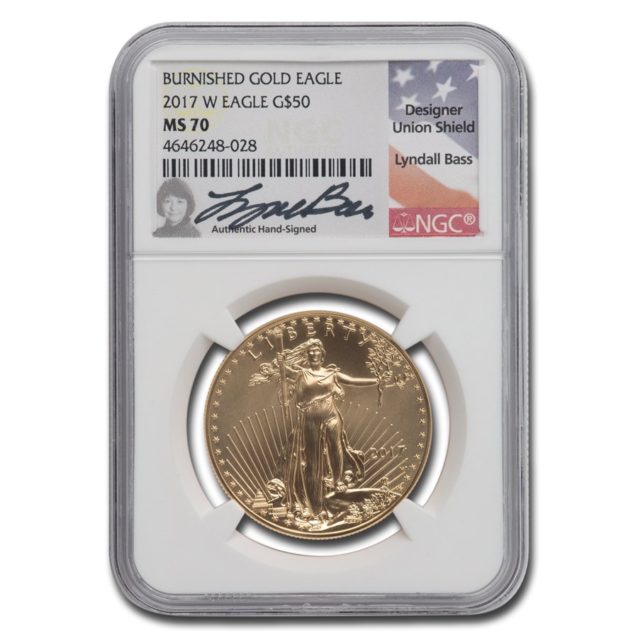Buy 2017-W 1 oz Burnished Gold Eagle MS-70 NGC (Bass) | APMEX