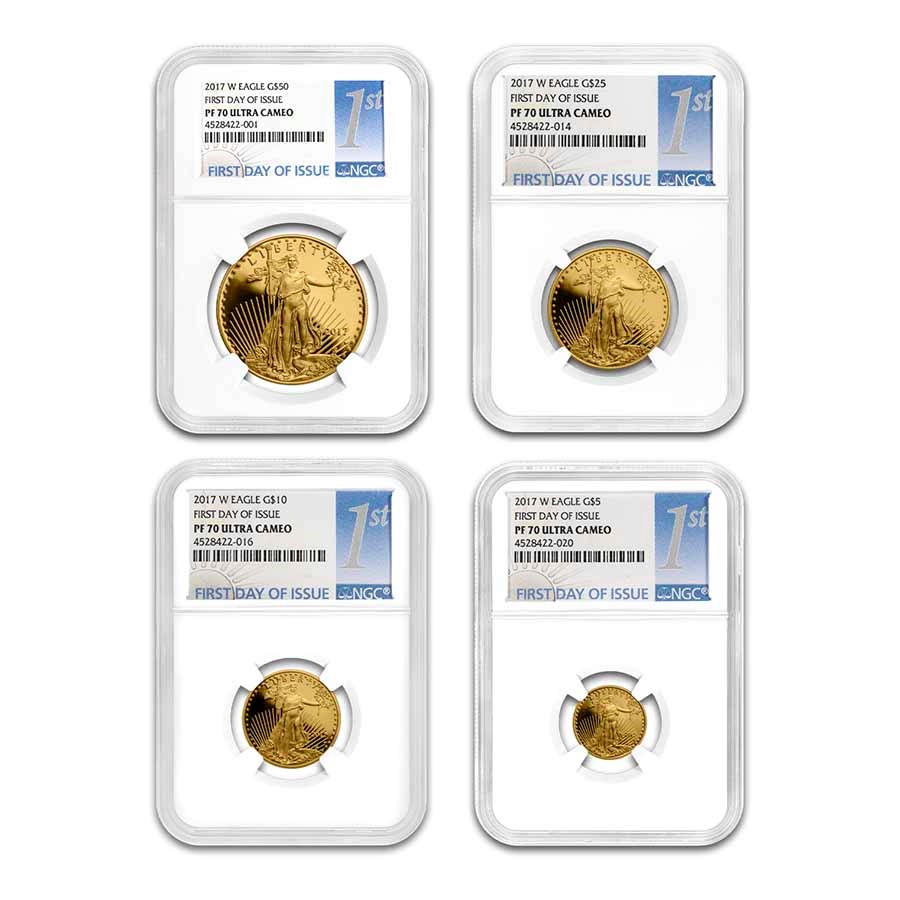 2017-W 4-Coin Proof American Gold Eagle Set PF-70 NGC (FDI)