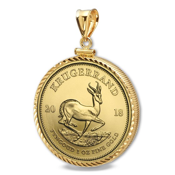 Buy 2018 1 oz Gold Krugerrand Pendant (Diamond-ScrewTop Bezel) | APMEX