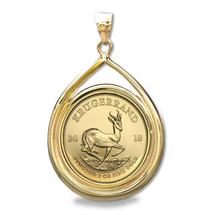 Buy 2018 1 oz Gold Krugerrand Teardrop Pendant (Prong Bezel) | APMEX