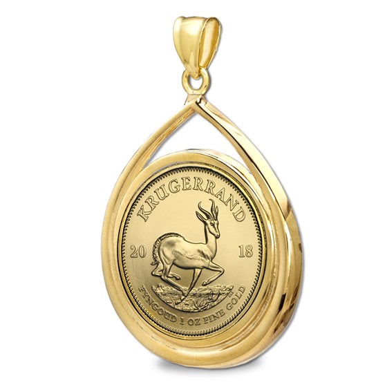 Buy 2018 1 oz Gold Krugerrand Teardrop Pendant (Prong Bezel) | APMEX