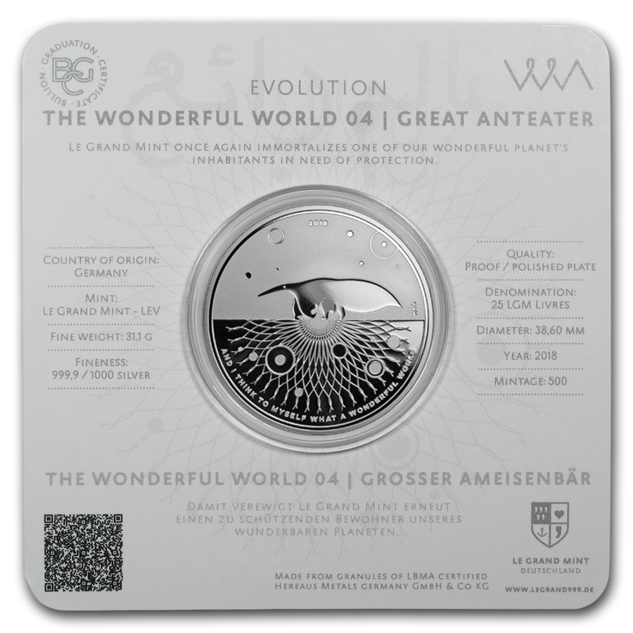Buy 2018 1 oz Silver Proof Evolution I Wonderful World (Anteater) | APMEX