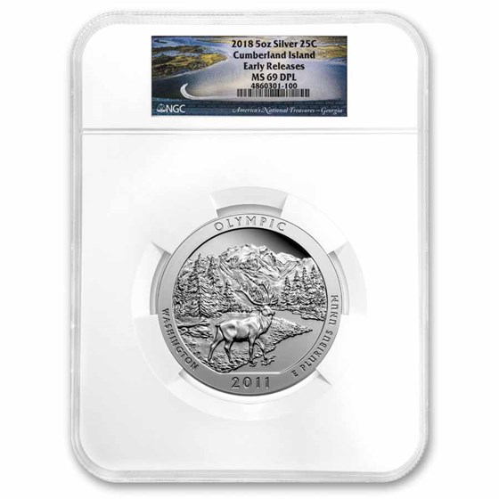 2018 5 oz Silver ATB Cumberland Island MS-69 DPL NGC (ER/FR)
