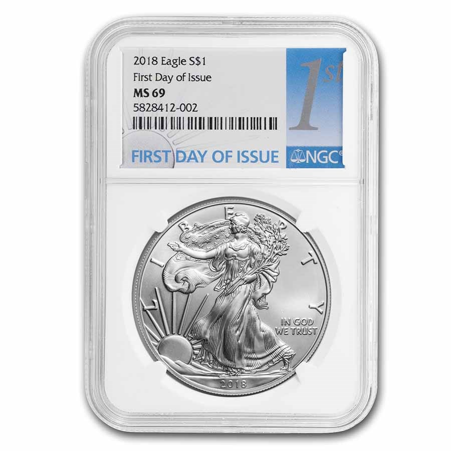 Buy 2018 American Silver Eagle MS-69 NGC (First Day of Issue) | APMEX