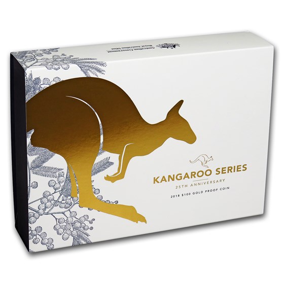 Buy 2018 Australia 1 oz Gold $100 Kangaroo 25th Anniv (w/Box & COA) | APMEX