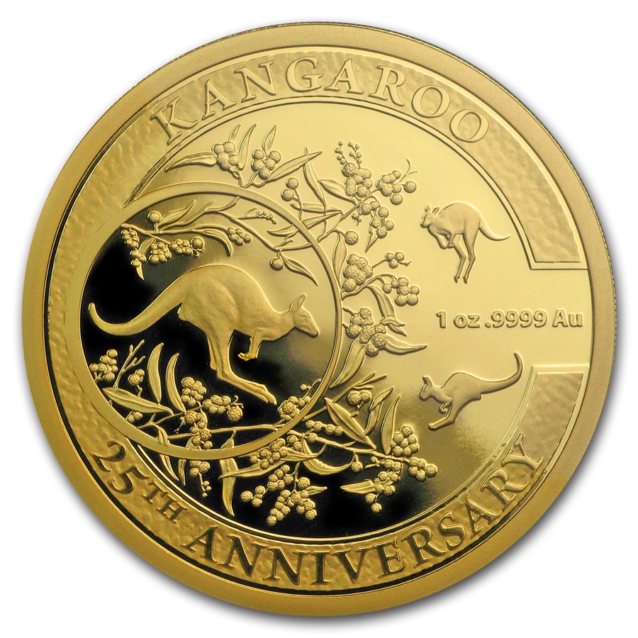 Buy 2018 Australia 1 oz Gold $100 Kangaroo 25th Anniv (w/Box & COA) | APMEX