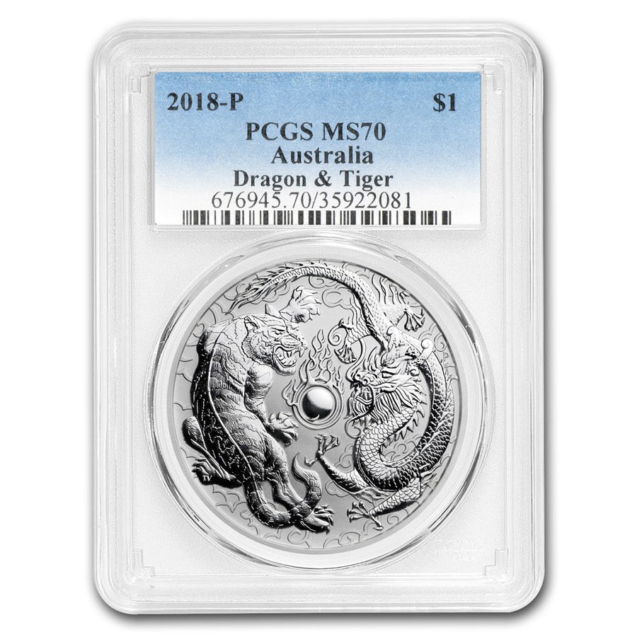 Buy 2018 Australia 1 oz Silver Dragon & Tiger MS-70 PCGS | APMEX
