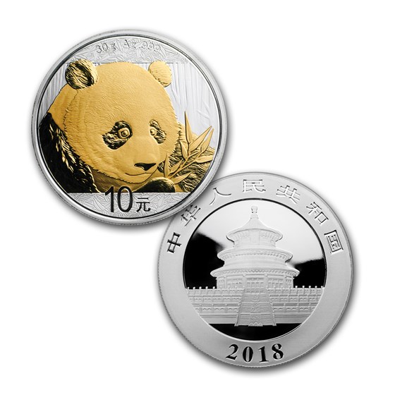 Buy 2018 China 2-Coin 30 g Silver Panda & Gilded Silver Panda Set BU ...