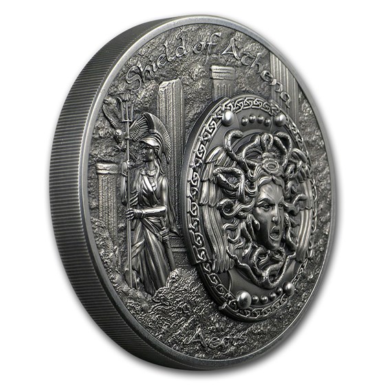 Buy 2018 Cook Islands 2 oz Silver UH Relief Shield of Athena | APMEX