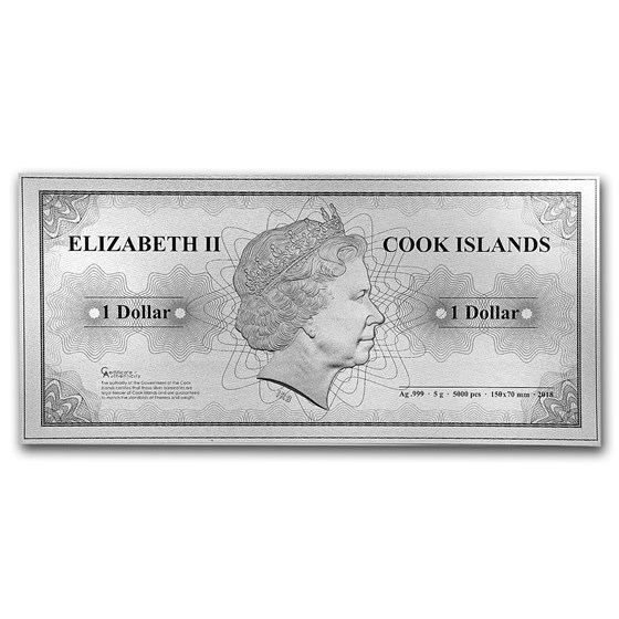 Buy 2018 Cook Islands Skyline Dollars Foil Silver Note San Francisco ...