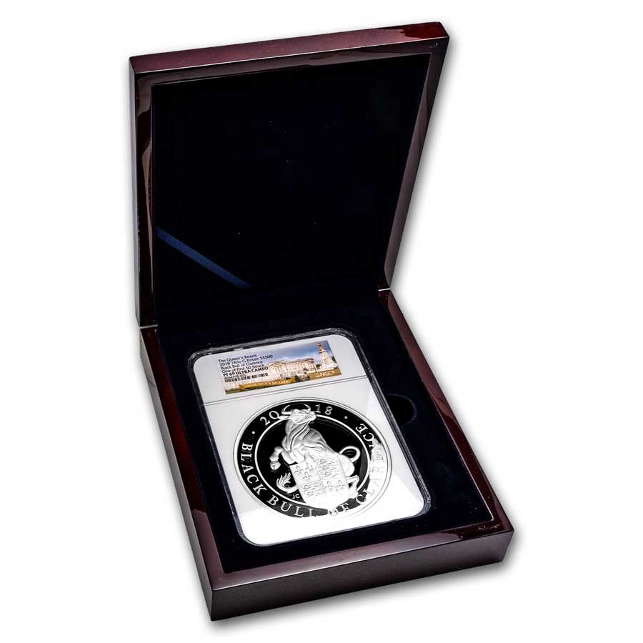 2018 GB Proof 1 kilo Silver Queen's Beasts Bull PF-69 NGC