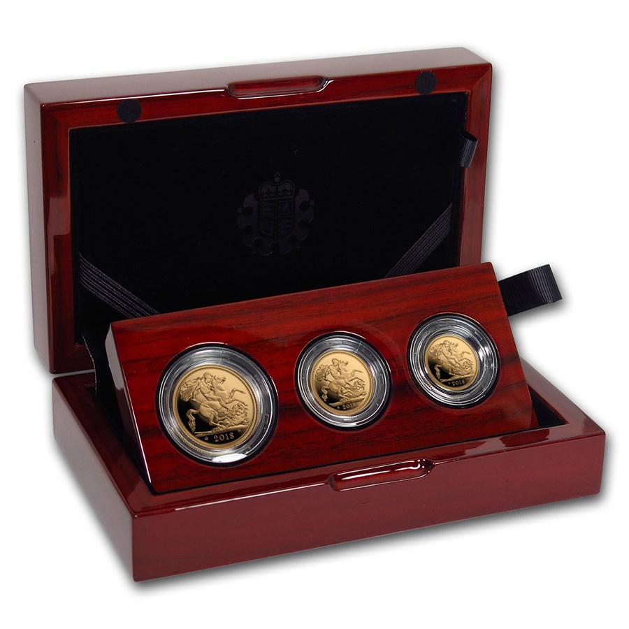 Buy 2018 Great Britain 3-Coin Gold Sovereign Premium Proof Set | APMEX