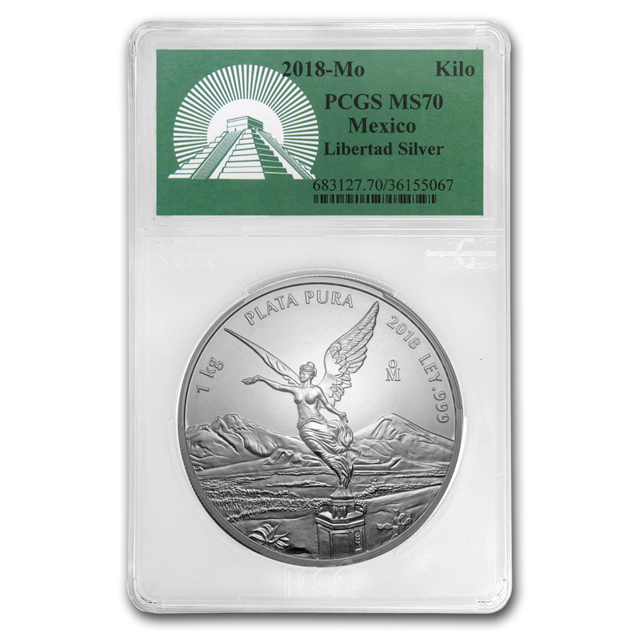 Buy 2018 Mexico 1 kilo Silver Libertad MS-70 PCGS (Green Label) | APMEX
