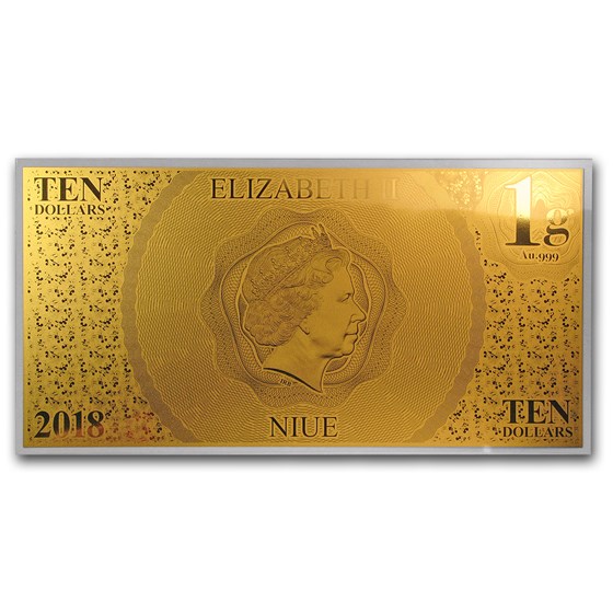 Buy 2018 Niue 1 gram Gold $10 Note Disney Mickey's 90th Anniversary | APMEX