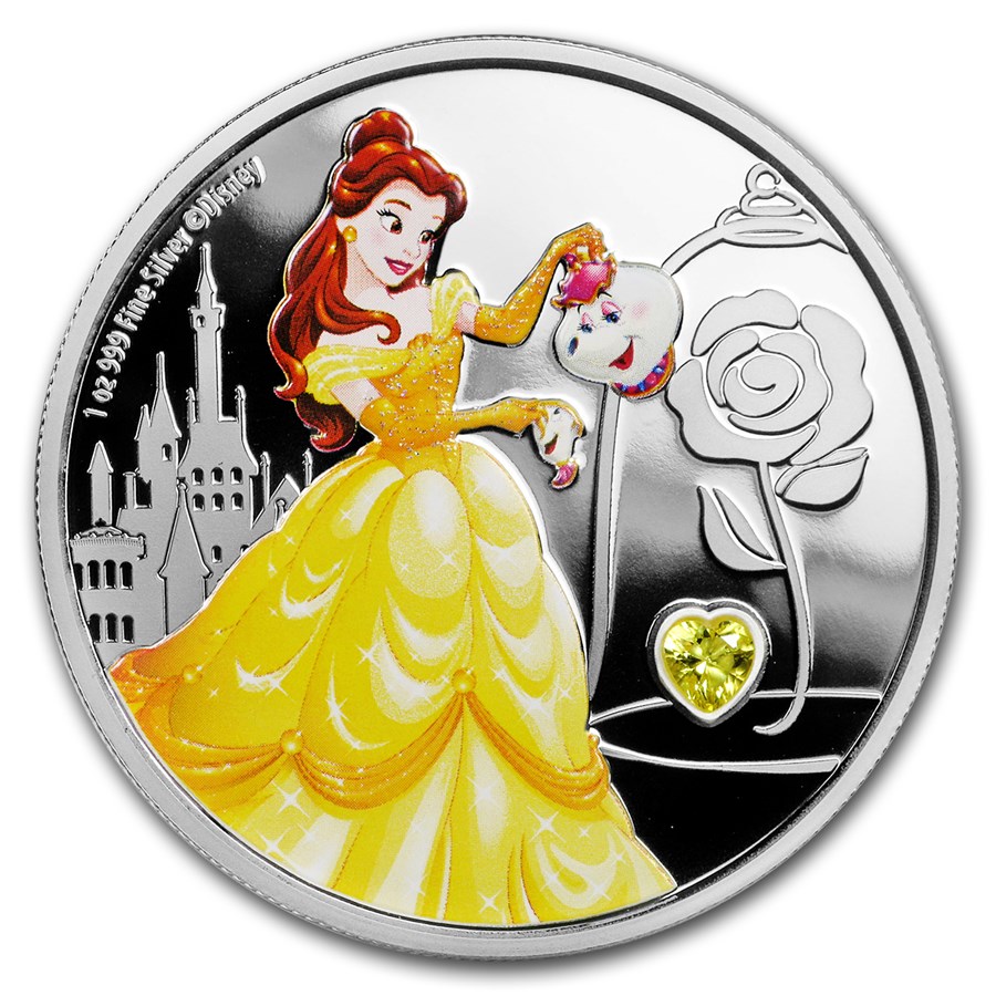 Buy 2018 Niue 1 oz Silver $2 Disney Princess Belle w/ Gemstone | APMEX