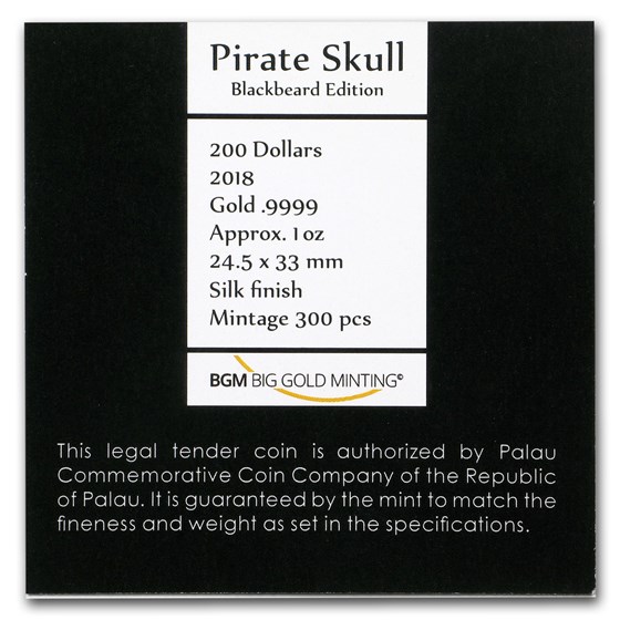 Buy 2018 Palau 1 oz Gold Blackbeard Pirate Skull | APMEX