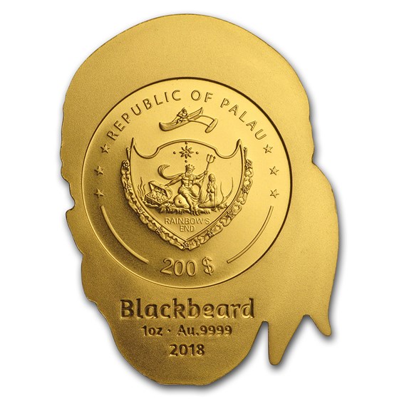 Buy 2018 Palau 1 oz Gold Blackbeard Pirate Skull | APMEX