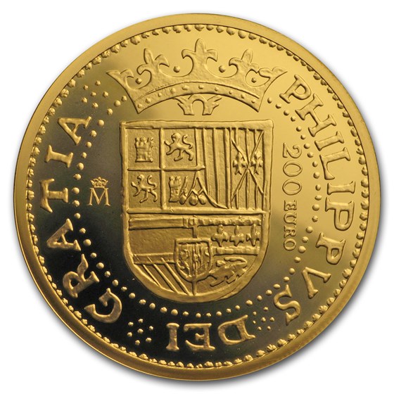Buy 2018 Spain Proof Gold €200 150th Anniversary Spanish Escudos | APMEX