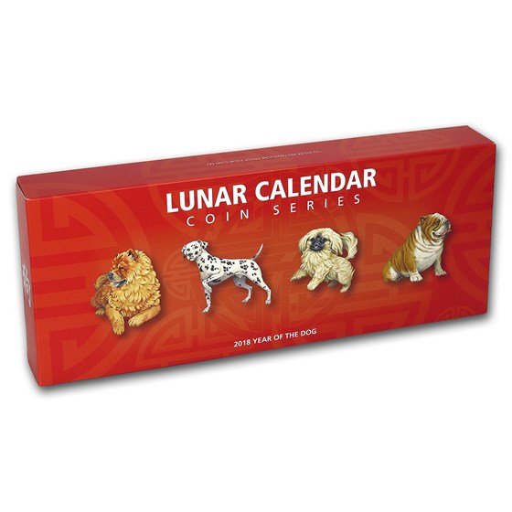 Buy 2018 Tuvalu 4-Coin 1 oz Silver Proof Lunar Dog Set (Rectangle) | APMEX