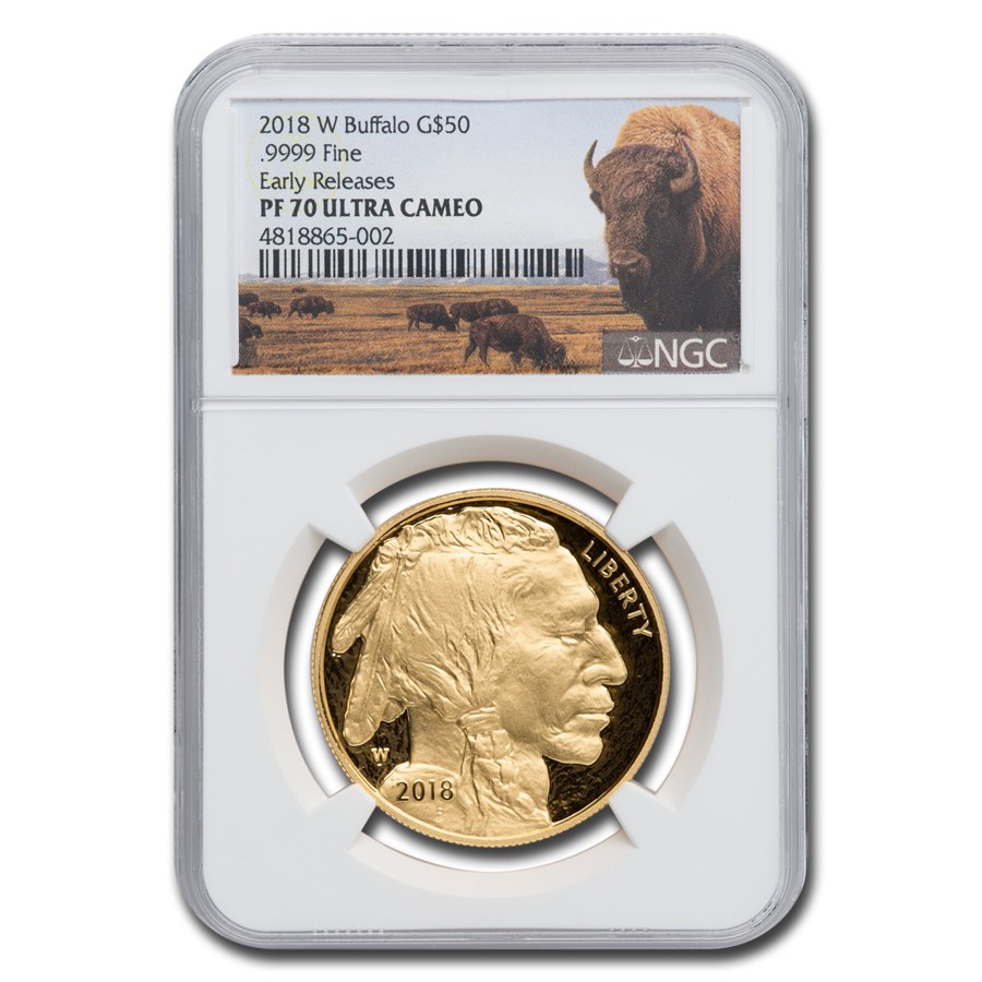Buy 2018-W 1 oz Proof Gold Buffalo PF-70 NGC (ER, Buffalo Label) | APMEX