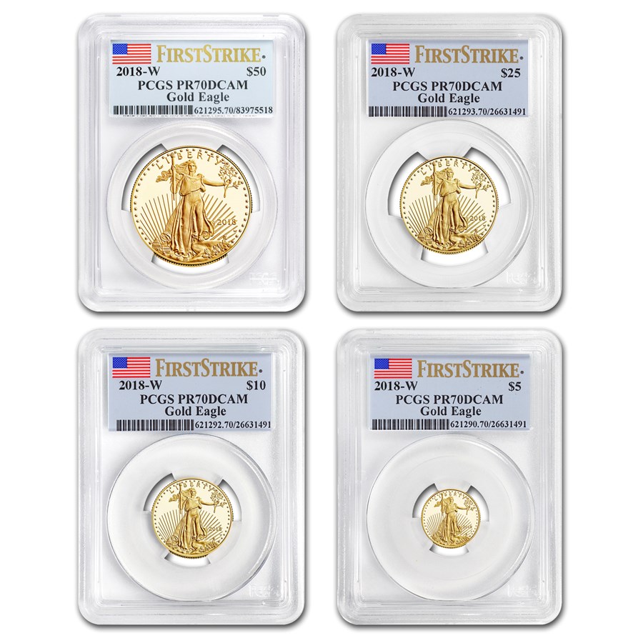 2018-W 4-Coin Proof Gold American Eagle Set PR-70 PCGS (FS) For Sale ...