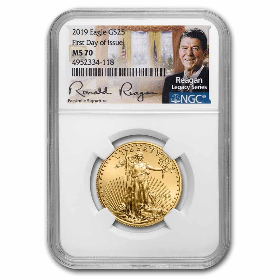 Buy 2019 1/2 oz Gold Eagle MS-70 NGC (FDI, Ronald Reagan Label) | APMEX
